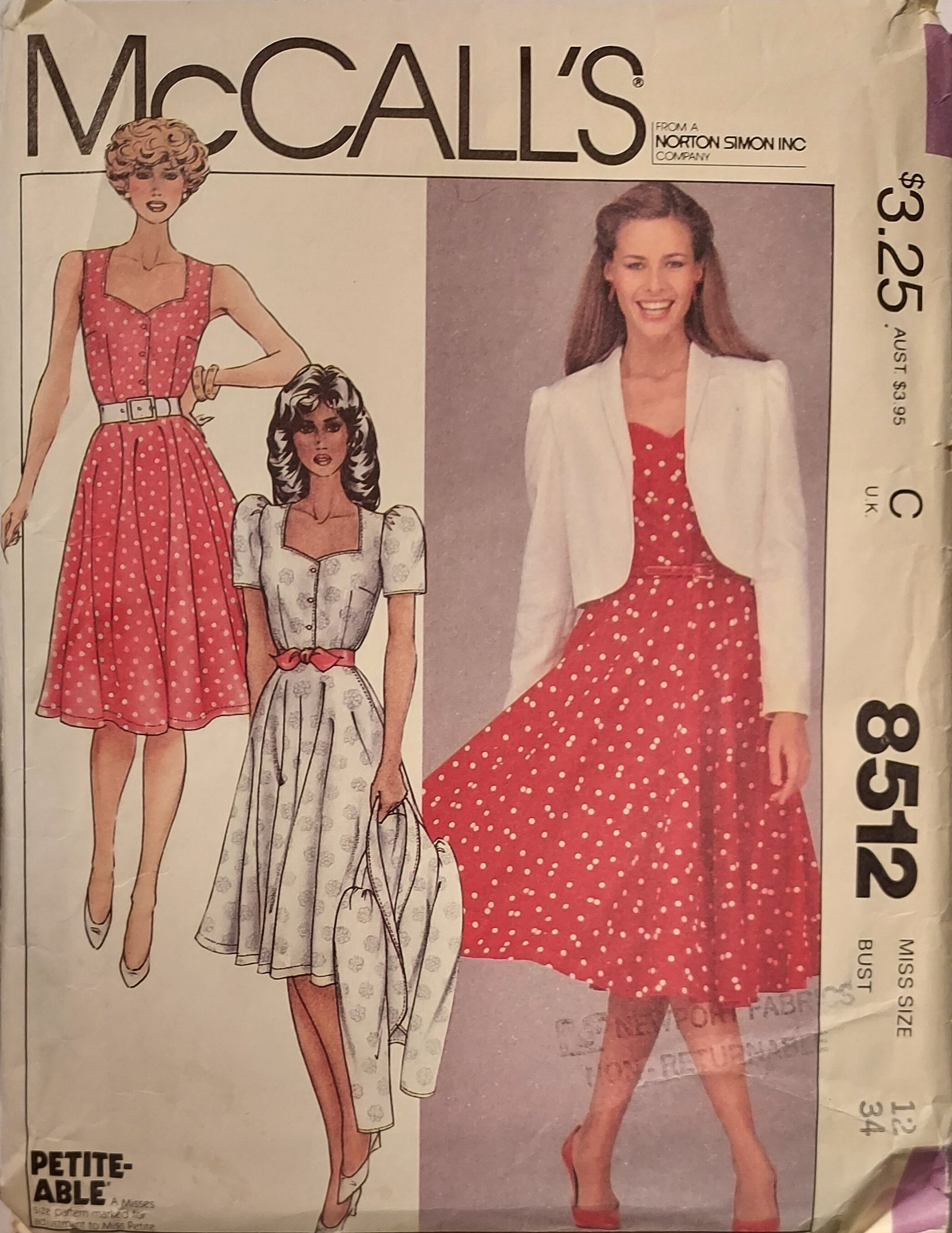 Vintage 1966 McCall's 8512, Sewing Pattern- Misses' Jacket & Dress ...