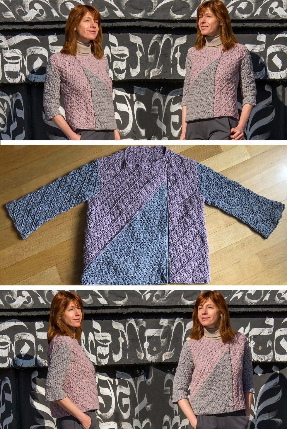 Textured Crochet Cardigan PATTERN Written in English +chart+photos ...