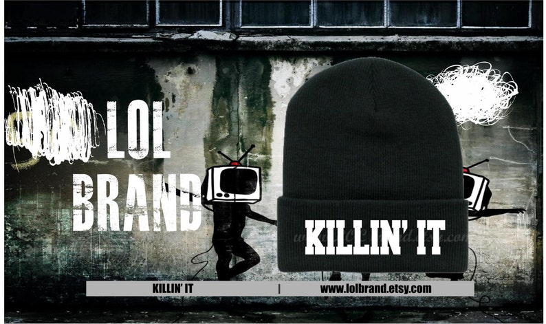 Black Embroidered Beanie - KILLIN' IT Black Beanie - Etsy