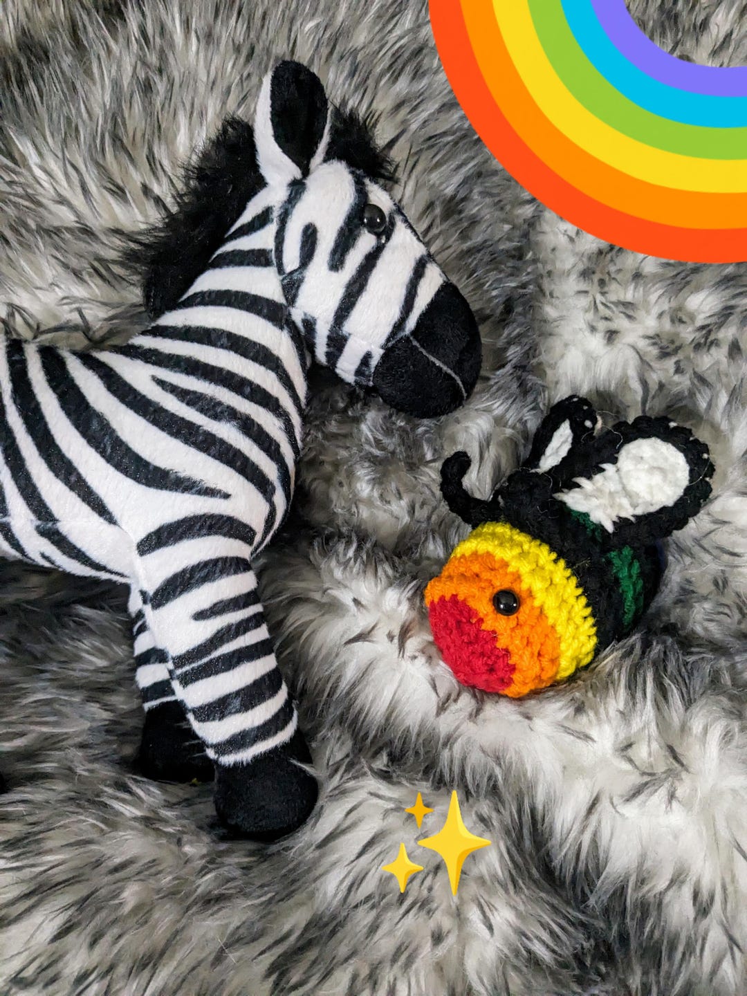Rainbow Honey Bee Plush Toy. Optional Keychain. Friend Gift, Birthday ...