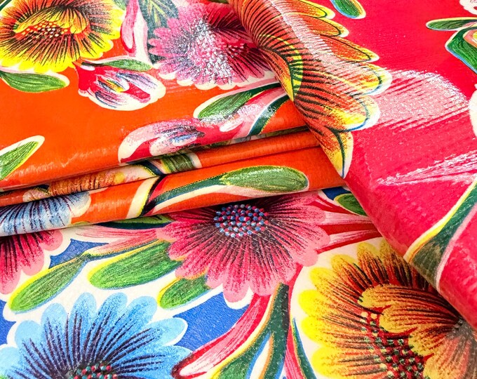 Mexican Oilcloth Flower Print Tablecloth – Craft Material (37