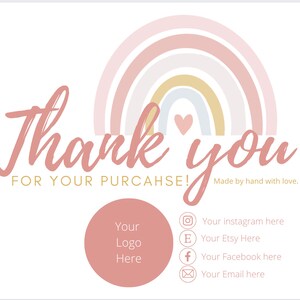 Rainbow Business Thank You Card- Template - Etsy