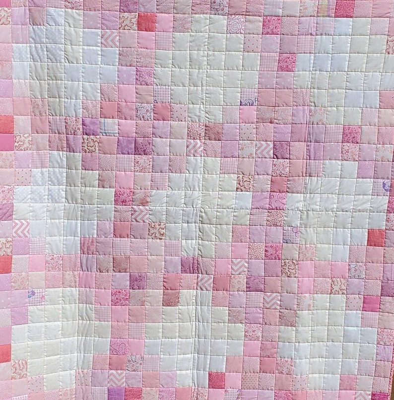 Pink and White 2 Inch Squares Quilt - Etsy