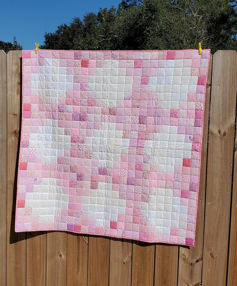 Pink and White 2 Inch Squares Quilt - Etsy