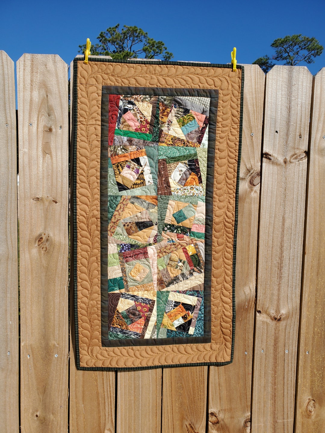 Earth Toned String Pieced Quilted Table Runner - Etsy