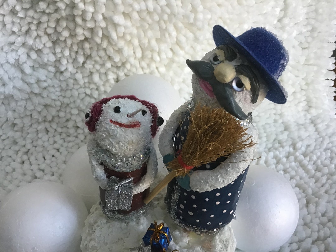 Winter Scene Snowman Collectable Holiday Fun Hostess Gift Sculpted ...
