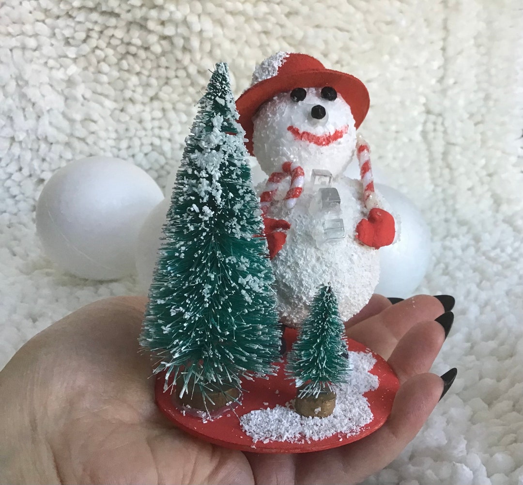 Christmas Snowman Snowman With Candy Canes, Snowman With Pine Tree - Etsy