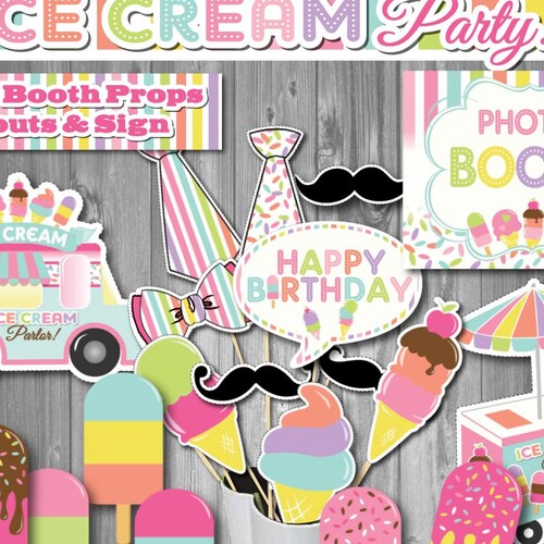 Printable Ice Cream Photo Booth Props Ice Cream Shoppe - Etsy