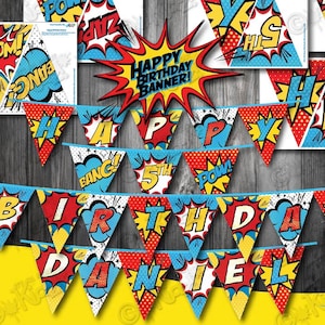 SUPERHERO Party Banners ONLY! Printable Superhero Birthday Banner ...