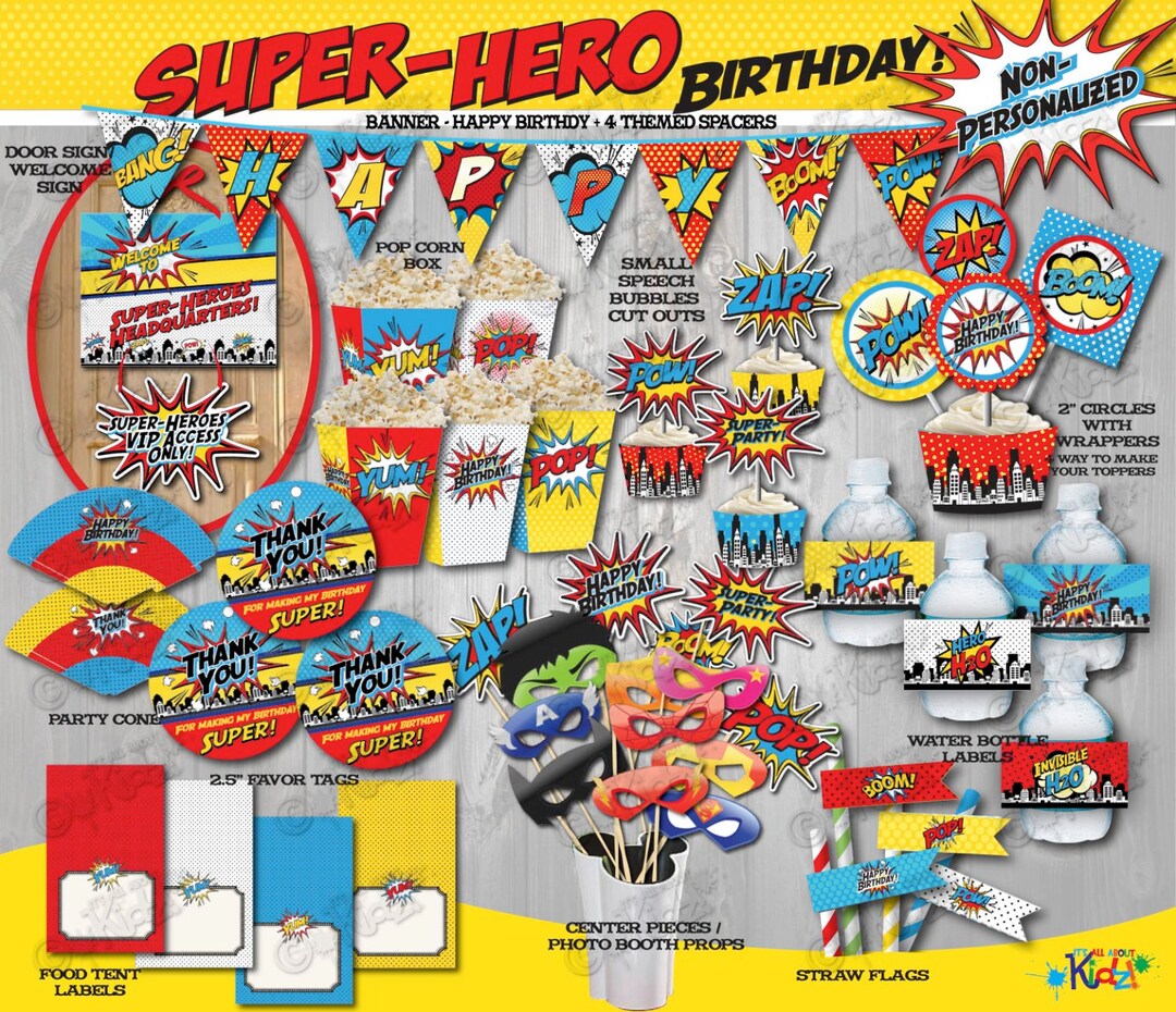 Superhero Birthday Party Decorations (digital Download) - Etsy