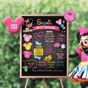 MINNIE Mickey Mouse Clubhouse Inspired Milestone Chalkboard-self Edit W ...