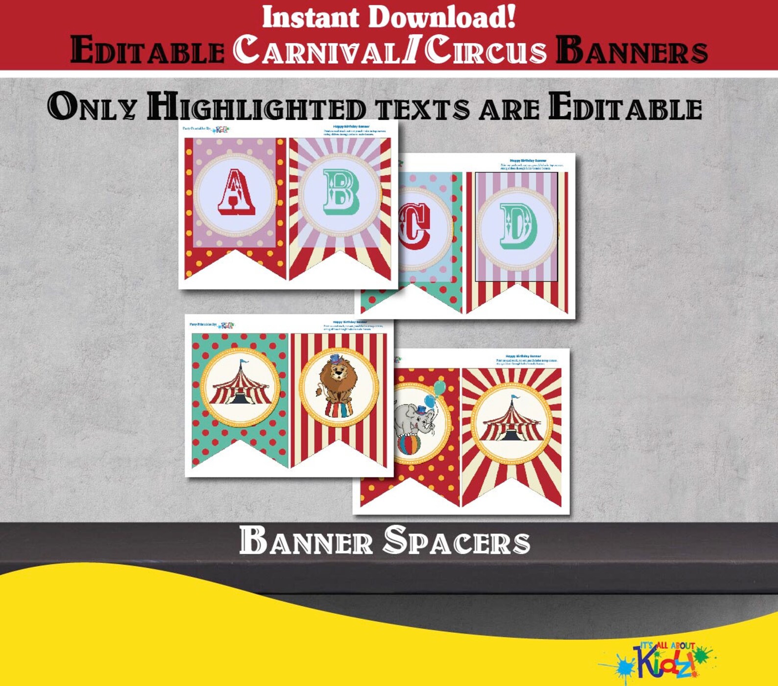 Editable Vintage Circus Birthday Banners-printable Carnival | Etsy
