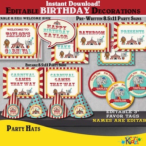 Editable Vintage Circus Birthday Invitation-self Edit Carnival - Etsy
