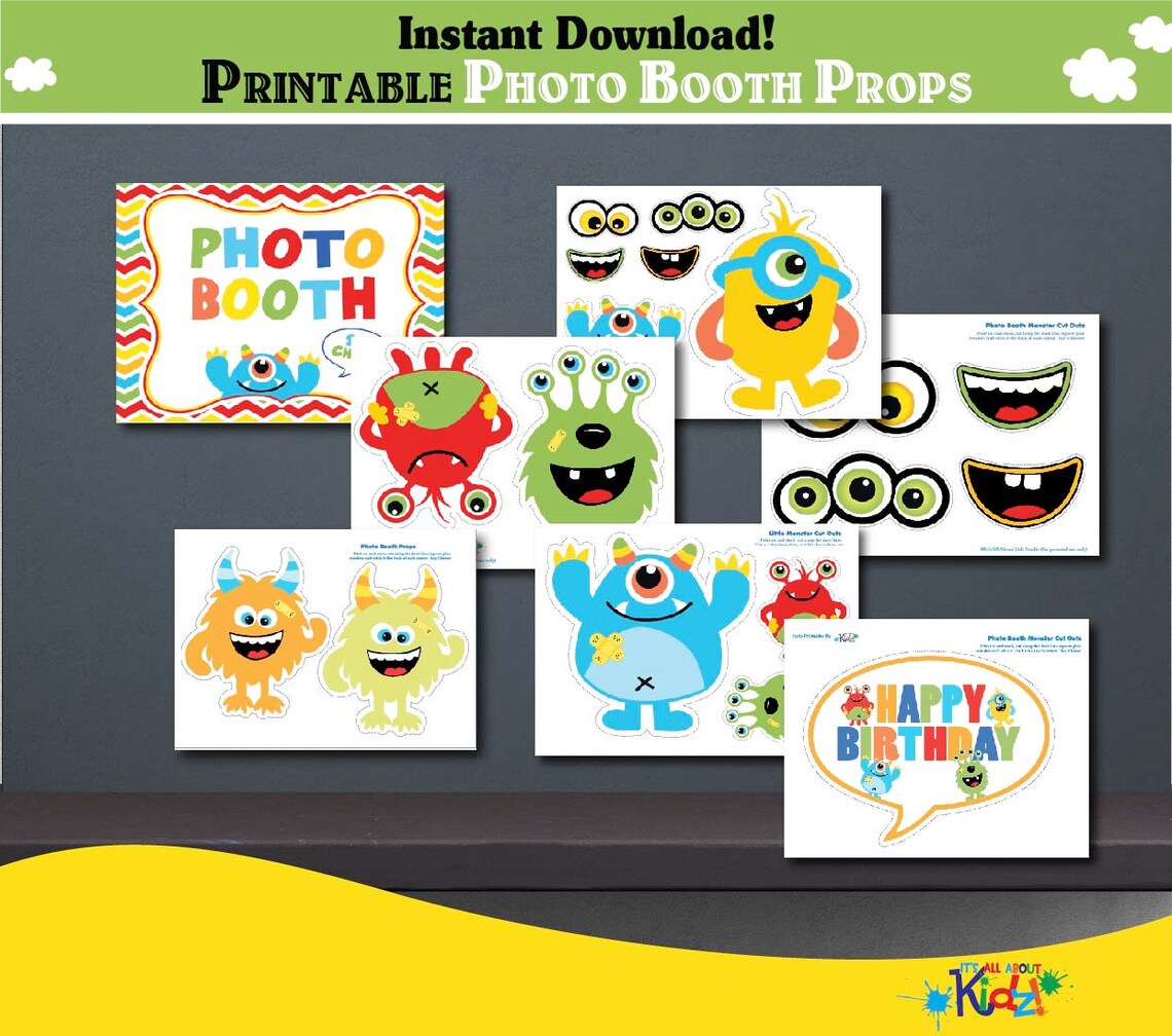 Printable Monster Party Photo Booth Props-center | Etsy