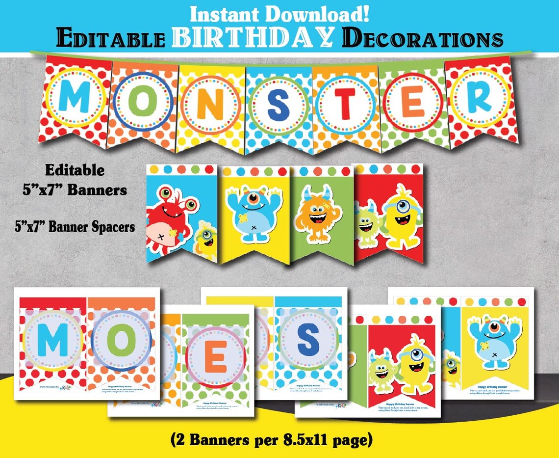 Printable Monster Party Photo Booth Props-center - Etsy