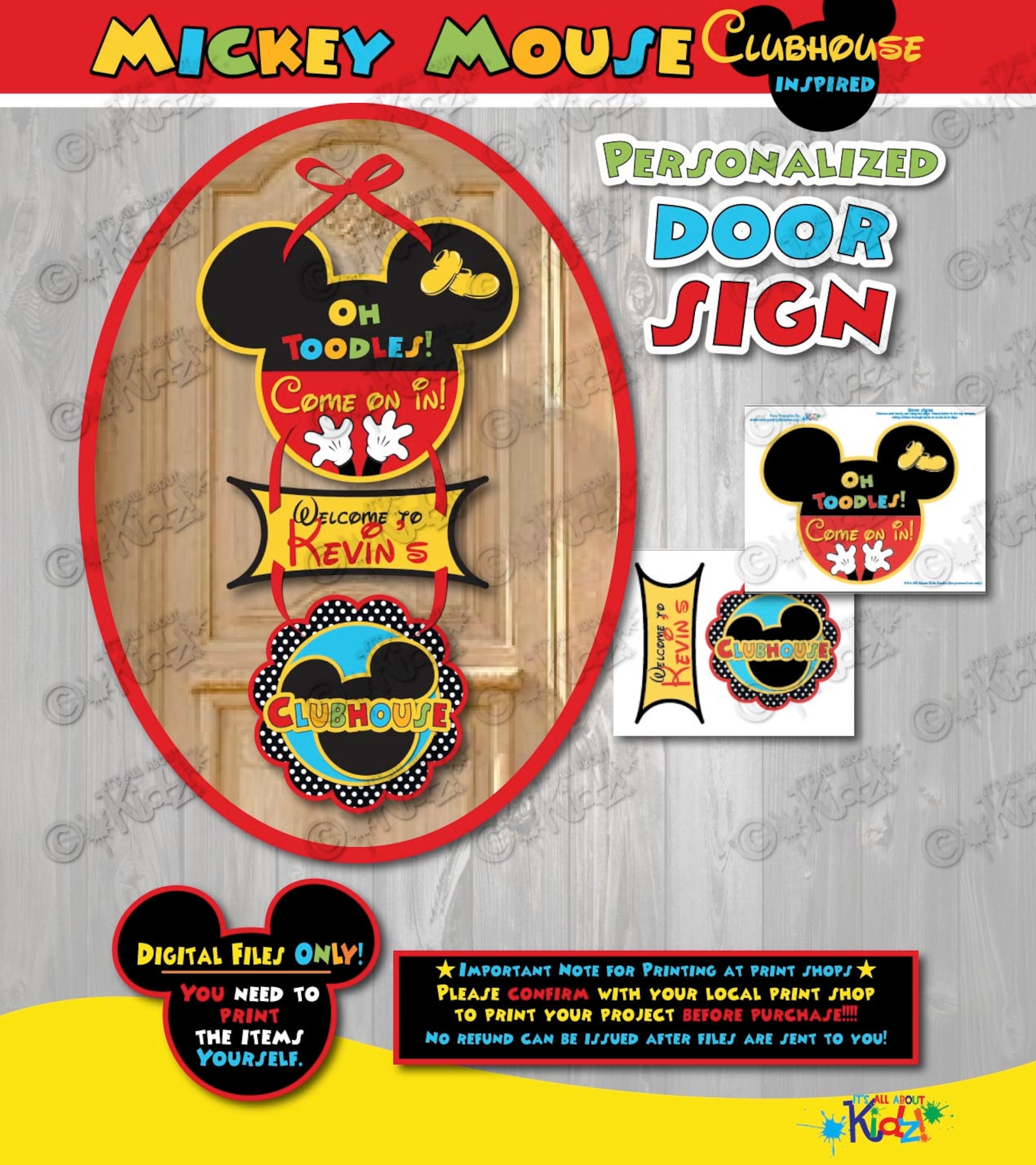 Printable Mickey Mouse Clubhouse Birthday Door Sign-mickey Mouse ...