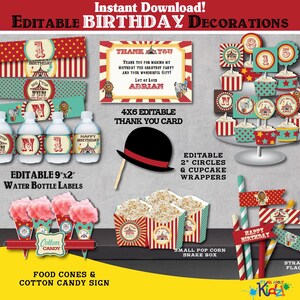 Editable Vintage Circus Birthday Invitation-self Edit Carnival - Etsy