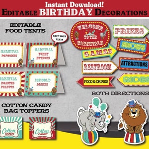 Editable Vintage Circus Birthday Invitation-self Edit Carnival - Etsy