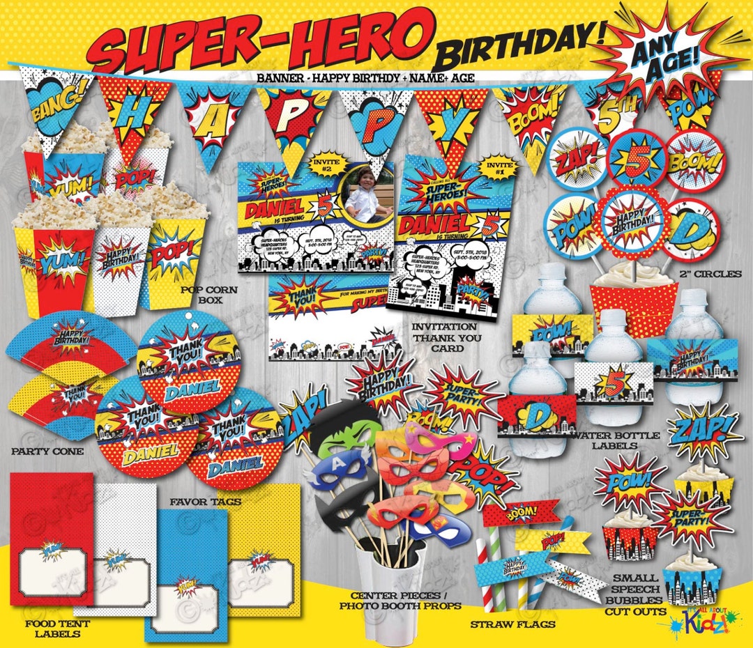 Printable SUPERHERO Birthday Party Package-superhero Party Decorations ...