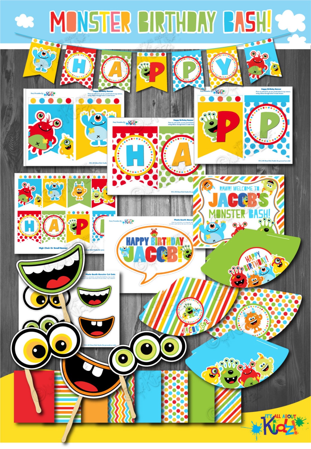 Monster Party Package-monster Birthday Party-printable Monster - Etsy