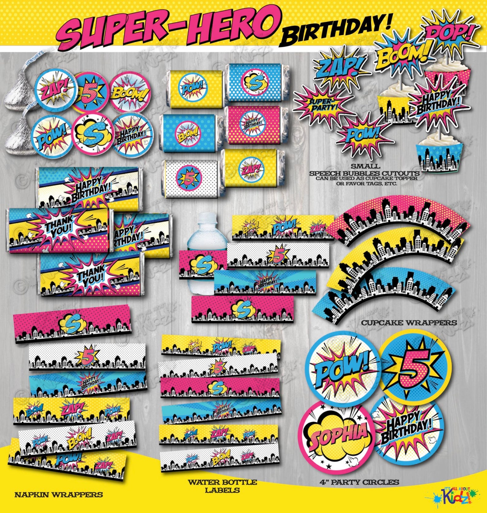 Instant Download Girl SUPERHERO Birthday Party Cupcake | Etsy