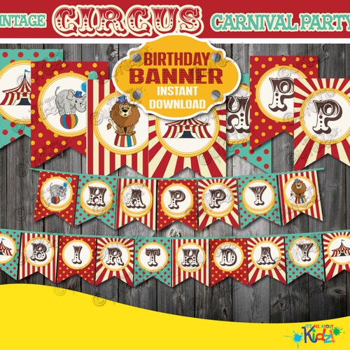 Circus Birthday Party Invitation Vintage Carnival Birthday - Etsy
