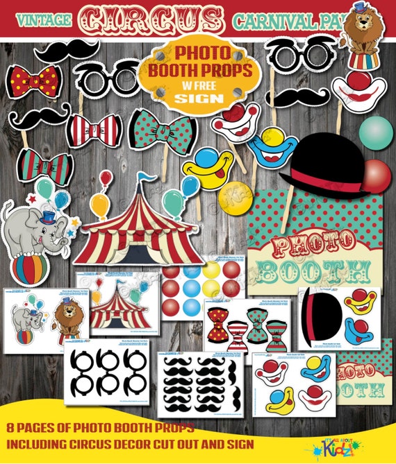 Circus Photo Booth Props Printable