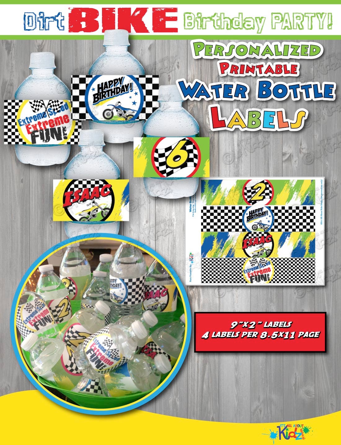 Dirt Bike Birthday Water Bottle Labels ONLY-DIY Printable Dirt | Etsy