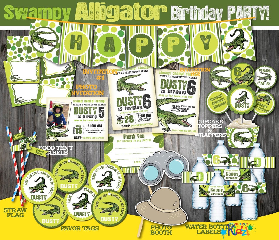 Alligator Party Package-printable Alligator Birthday Party Decoration ...