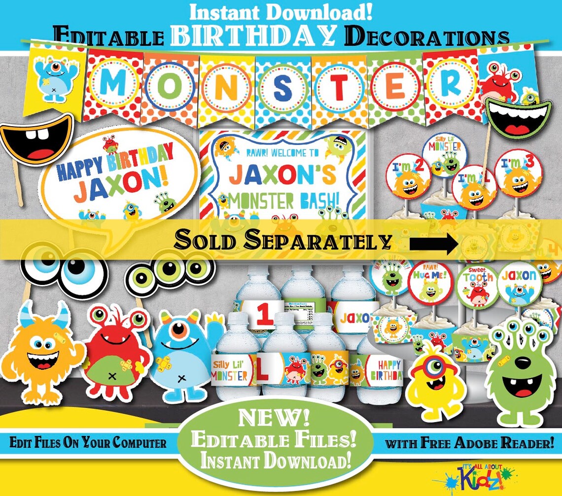 Printable Monster Party Photo Booth Props-center | Etsy