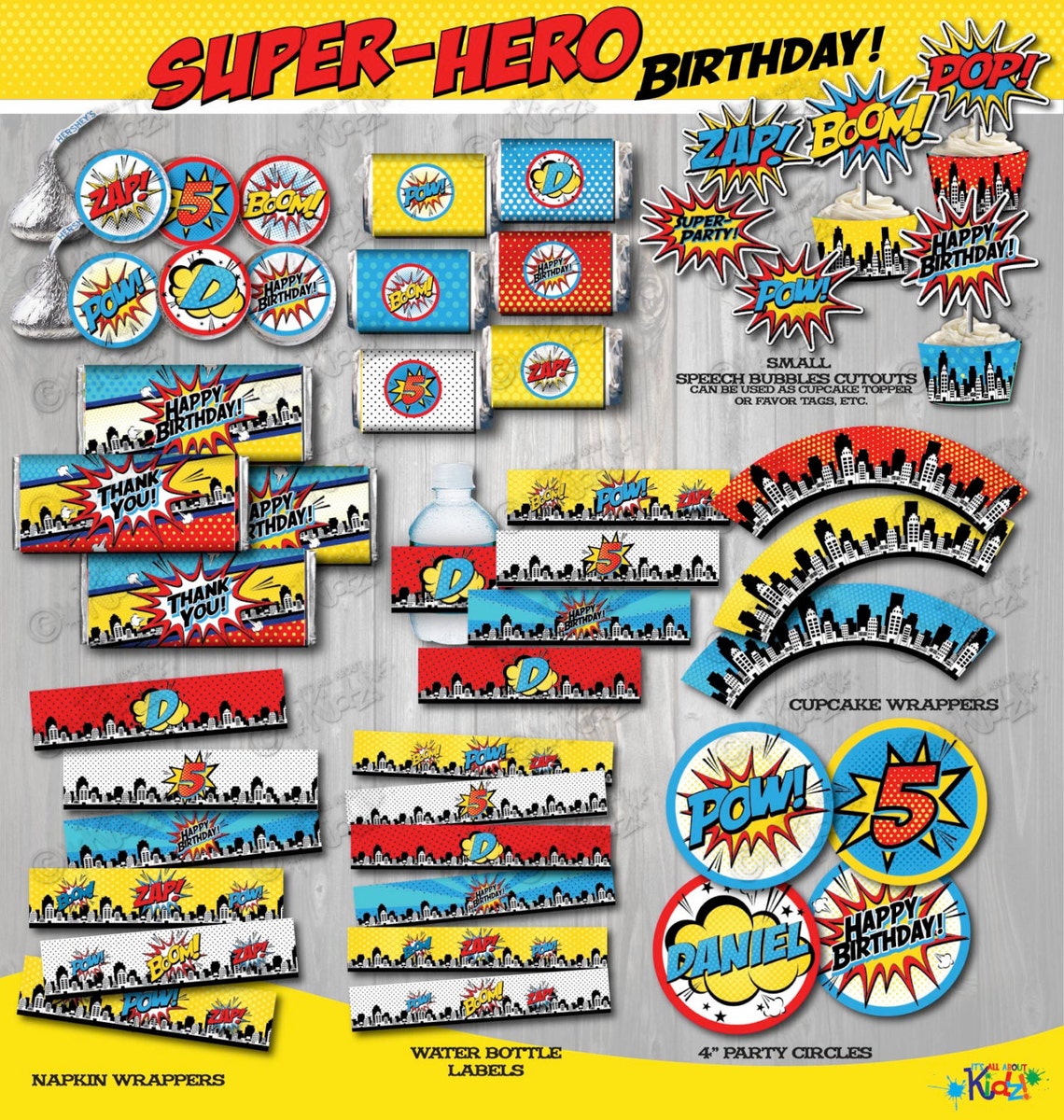 Printable SUPERHERO Birthday Party Package-superhero Party - Etsy