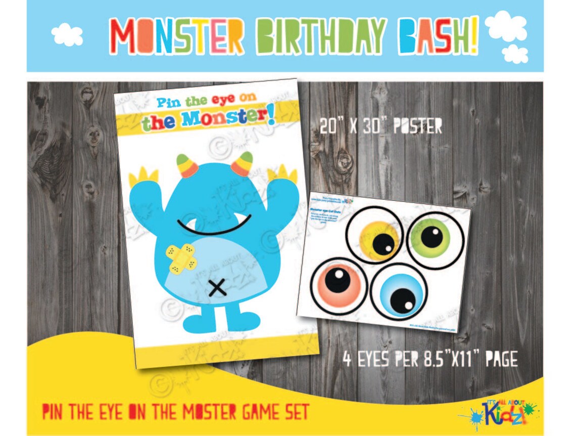 Instant Download "pin the Eye on the Monster!" Game Set for Monster ...