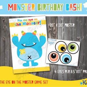 Instant Download "pin the Eye on the Monster!" Game Set for Monster ...