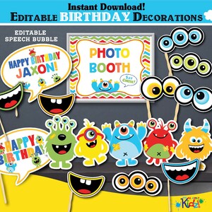 Printable Monster Party Photo Booth Props-center Pieces-monster ...