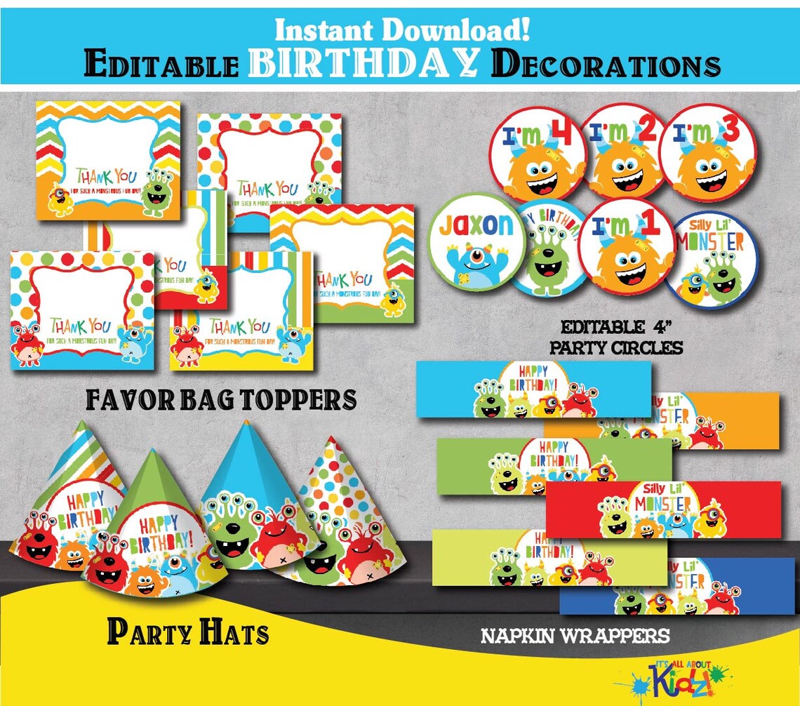 Printable Monster Party Photo Booth Props-center Pieces-monster ...