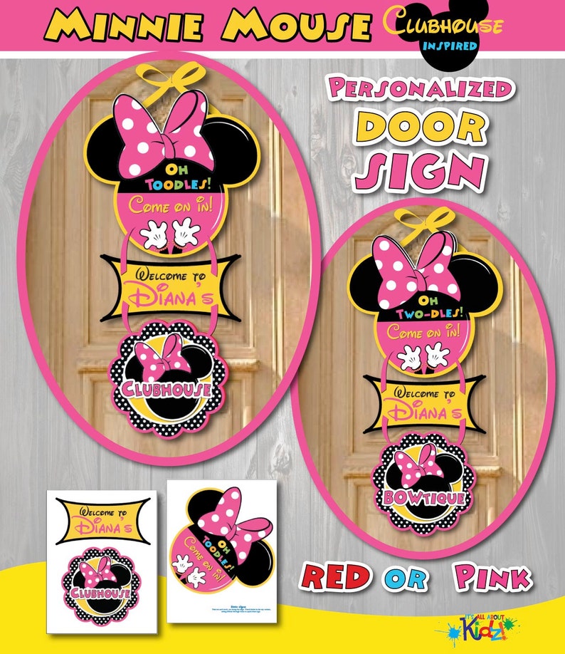 Printable Minnie Bowtique Door Sign-minnie Clubhouse Birthday - Etsy