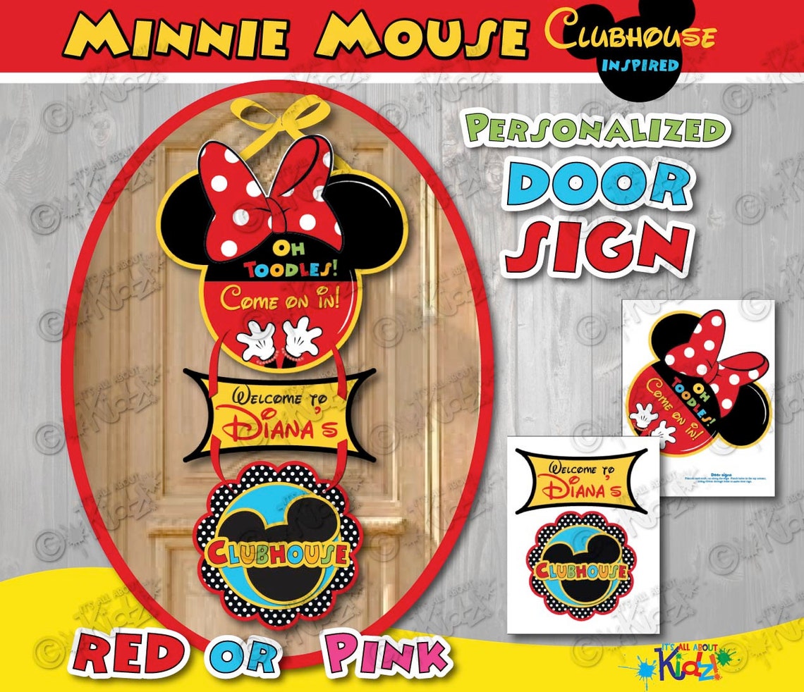Printable Minnie Mouse Clubhouse Door Sign (digital Download) - Etsy