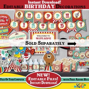 Editable Vintage Circus Birthday Invitation-self Edit Carnival - Etsy