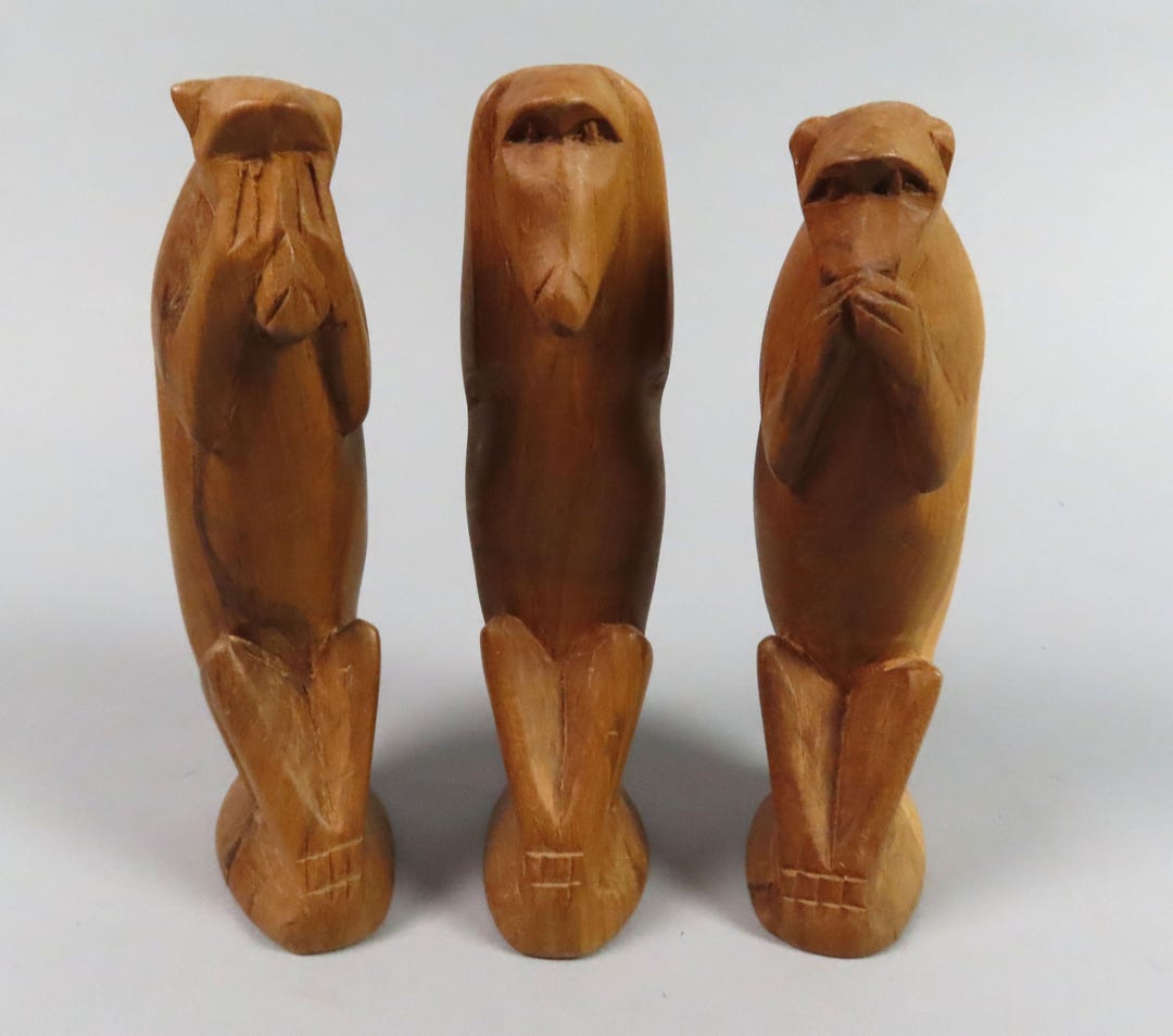Vintage Three Monkeys Wood Carvings See-hear-speak No Evil Kenya - Etsy