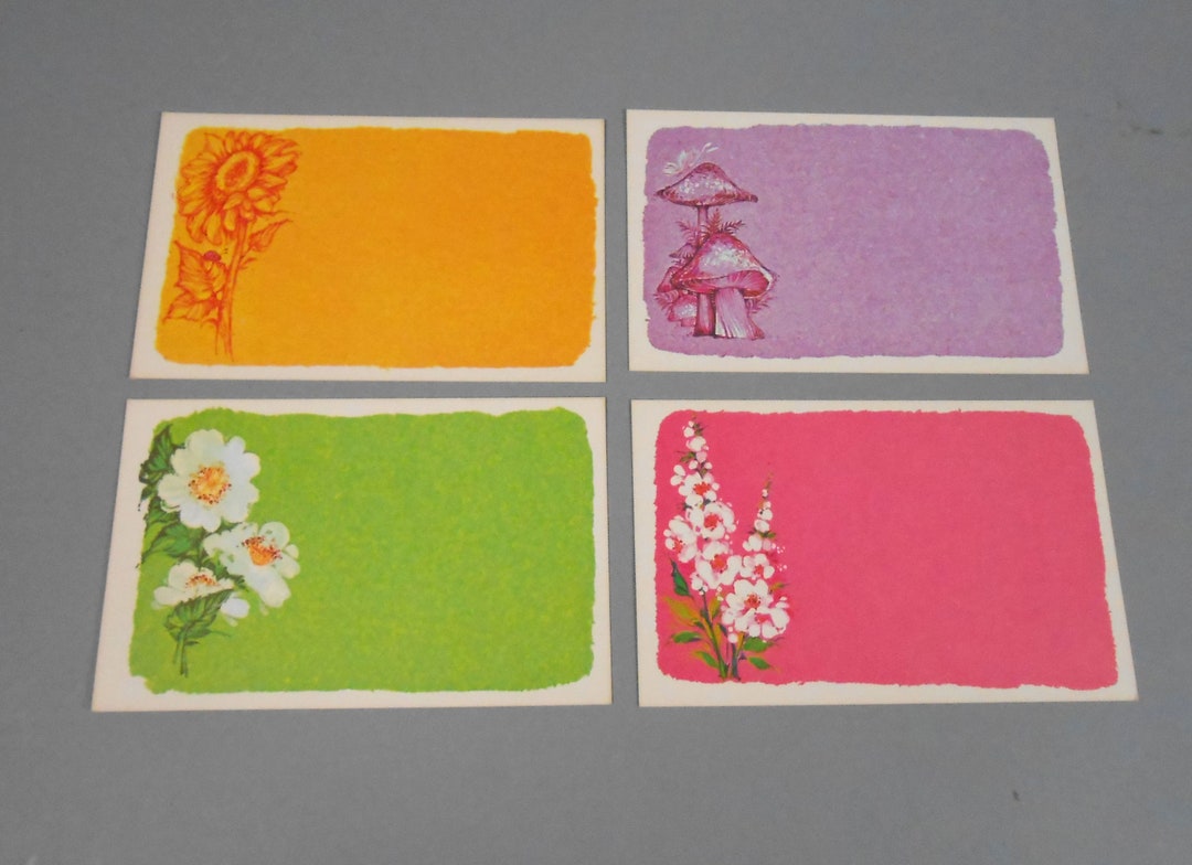 Vintage 1970s Current Post-a-notes Floral and Mushroom Postcards in ...