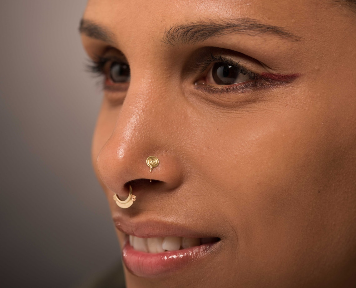 Gold Nose Stud. Gold Nose Pin. Tribal Nose Ring. Indian Nose - Etsy