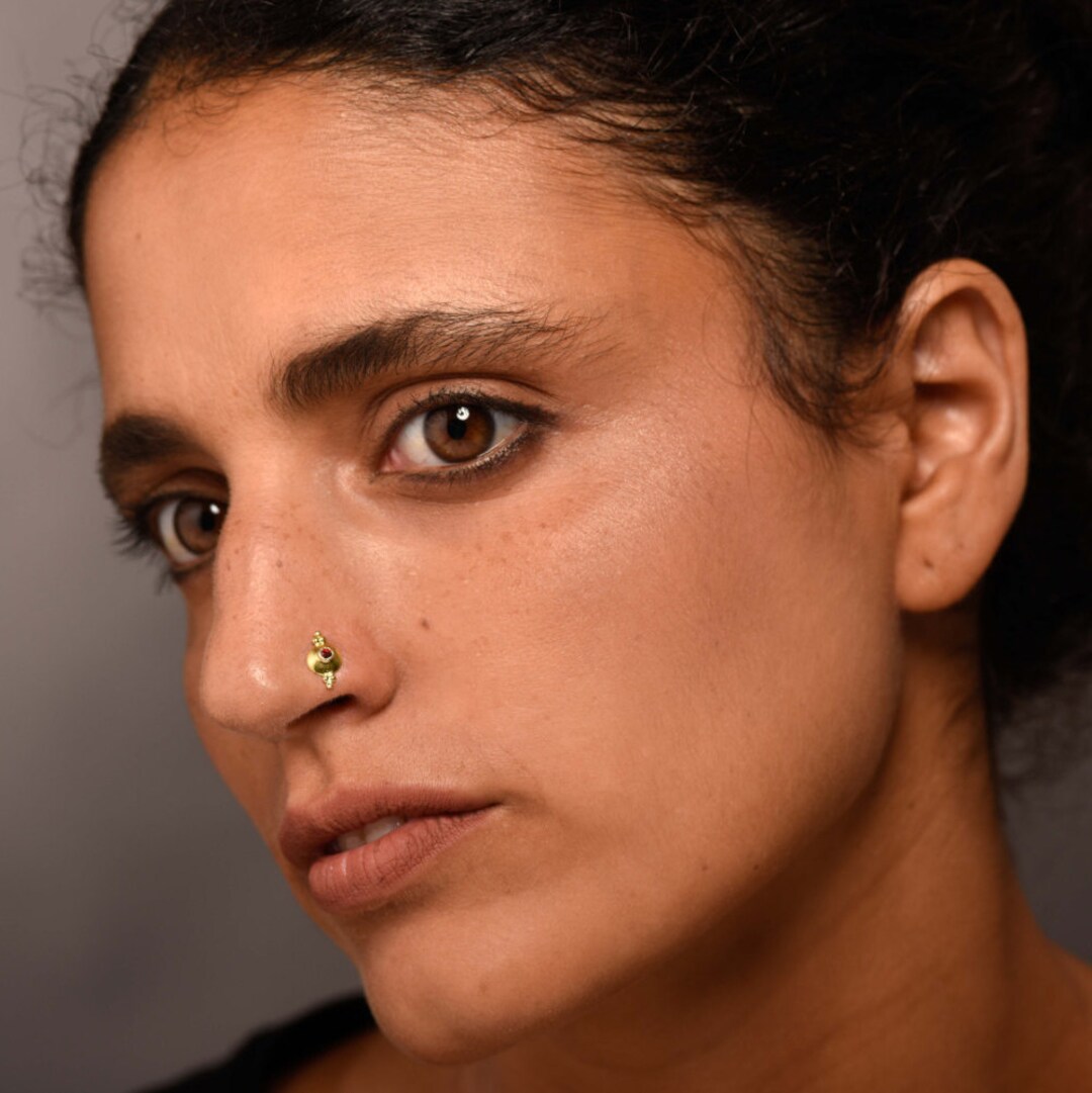 Gold Nose Stud. Indian Nose Stud. Nose Piecing. Tribal Nose Stud. Nose ...