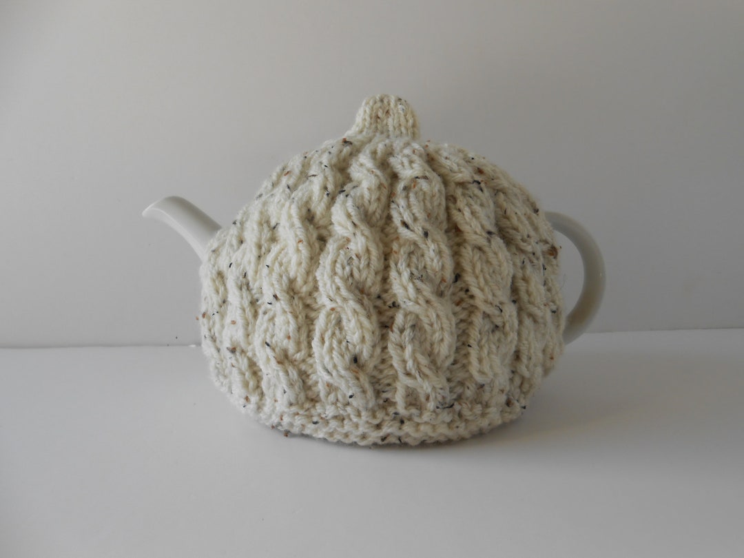 Hand Knitted Tea Cozy, Aran Teapot Cosy, Irish Wool Teapot Cover ...