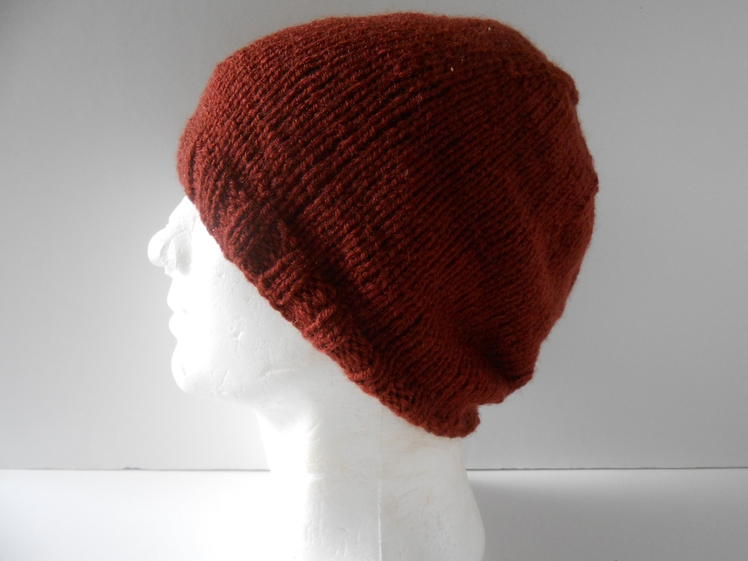 Men's Knit Hat. Men's Slouchy Beanie Hat, Men's Knit Wool Hat, Knitted ...