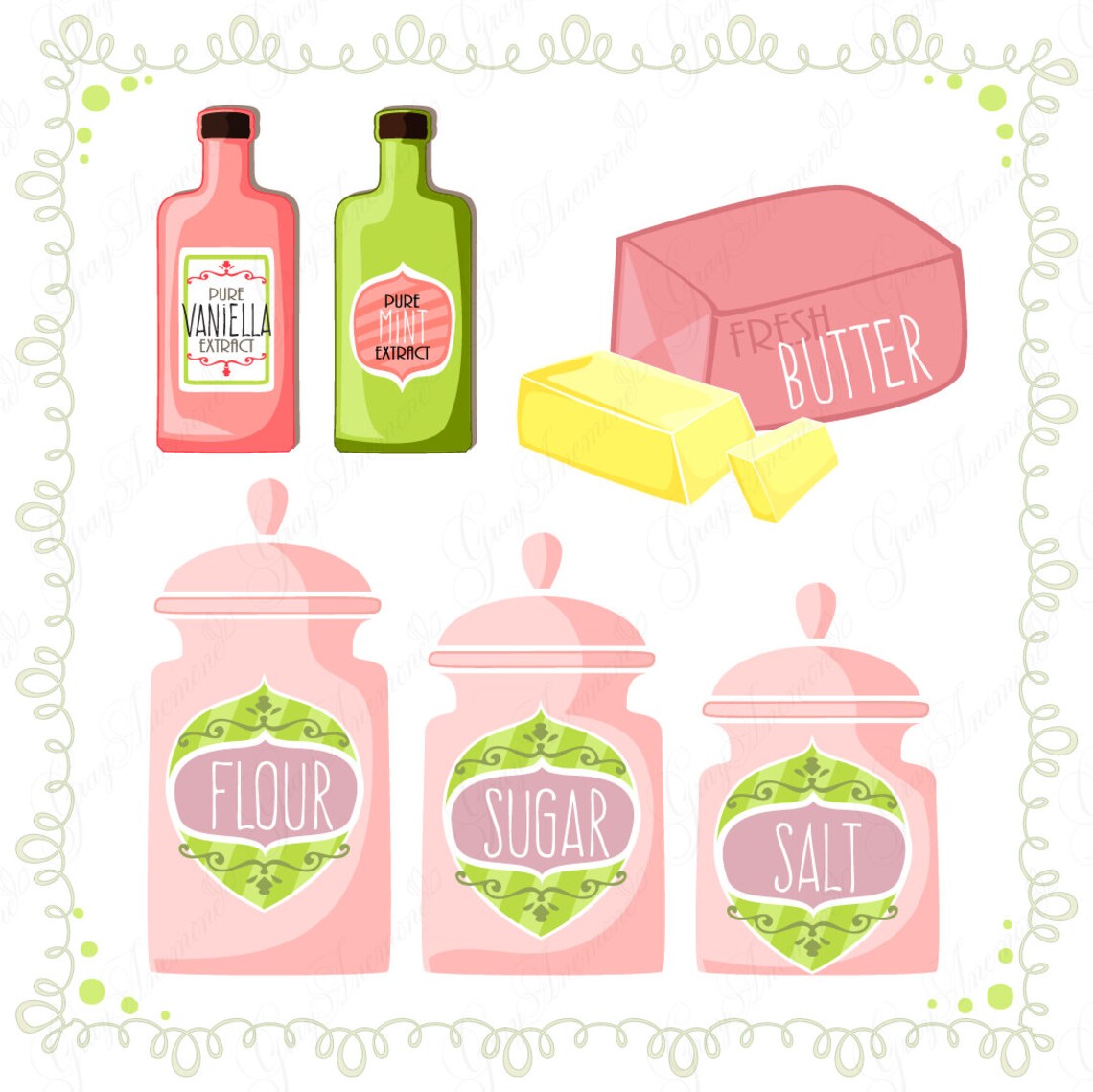 Made With Love Baking Icon Set PNG Cliparts on Transparent - Etsy