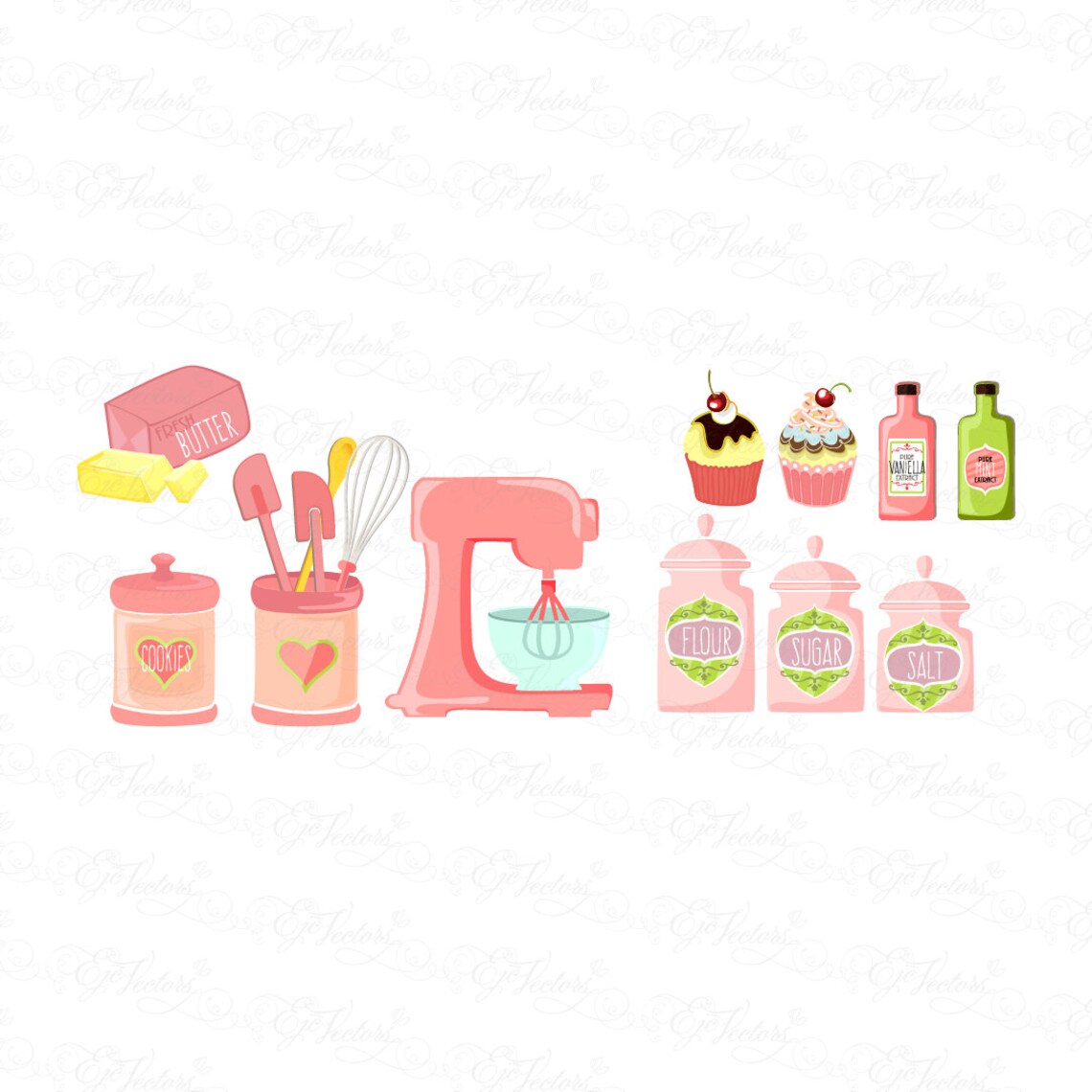 Made With Love Baking Icon Set PNG Cliparts on Transparent - Etsy