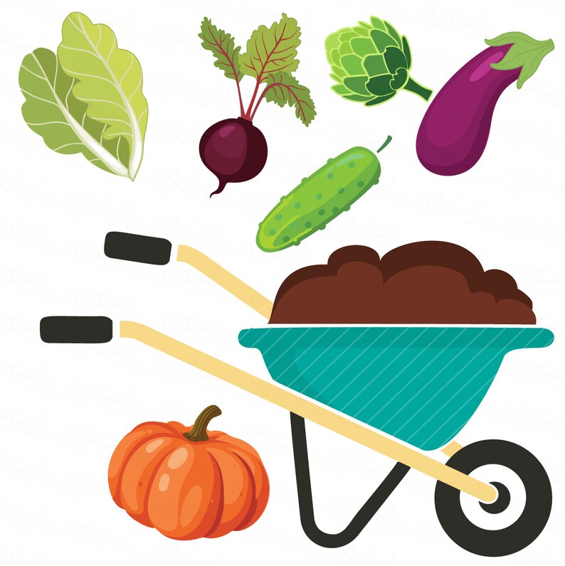 Veggie Garden Icon Set PNG Cliparts on Transparent Background, EPS and ...