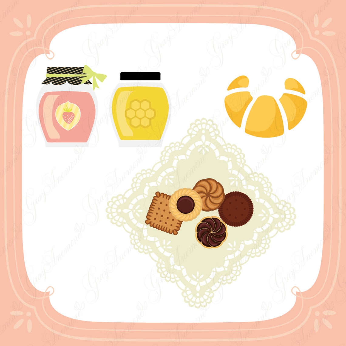 Pink Afternoon Tea Clipart Set PNG Cliparts on Transparent - Etsy UK