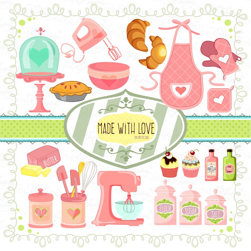 Made With Love Baking Icon Set PNG Cliparts on Transparent - Etsy