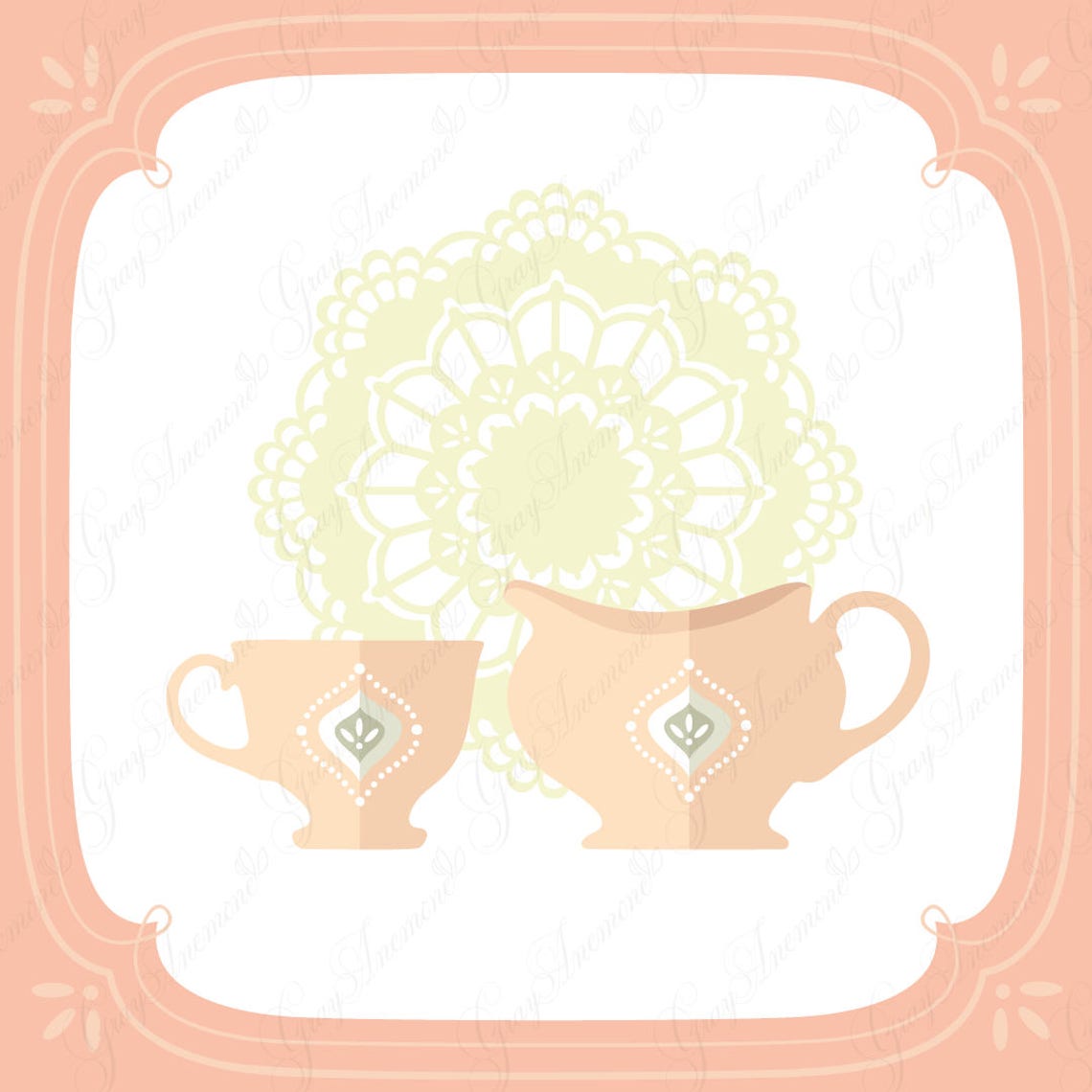 Pink Afternoon Tea Clipart Set PNG Cliparts on Transparent - Etsy UK